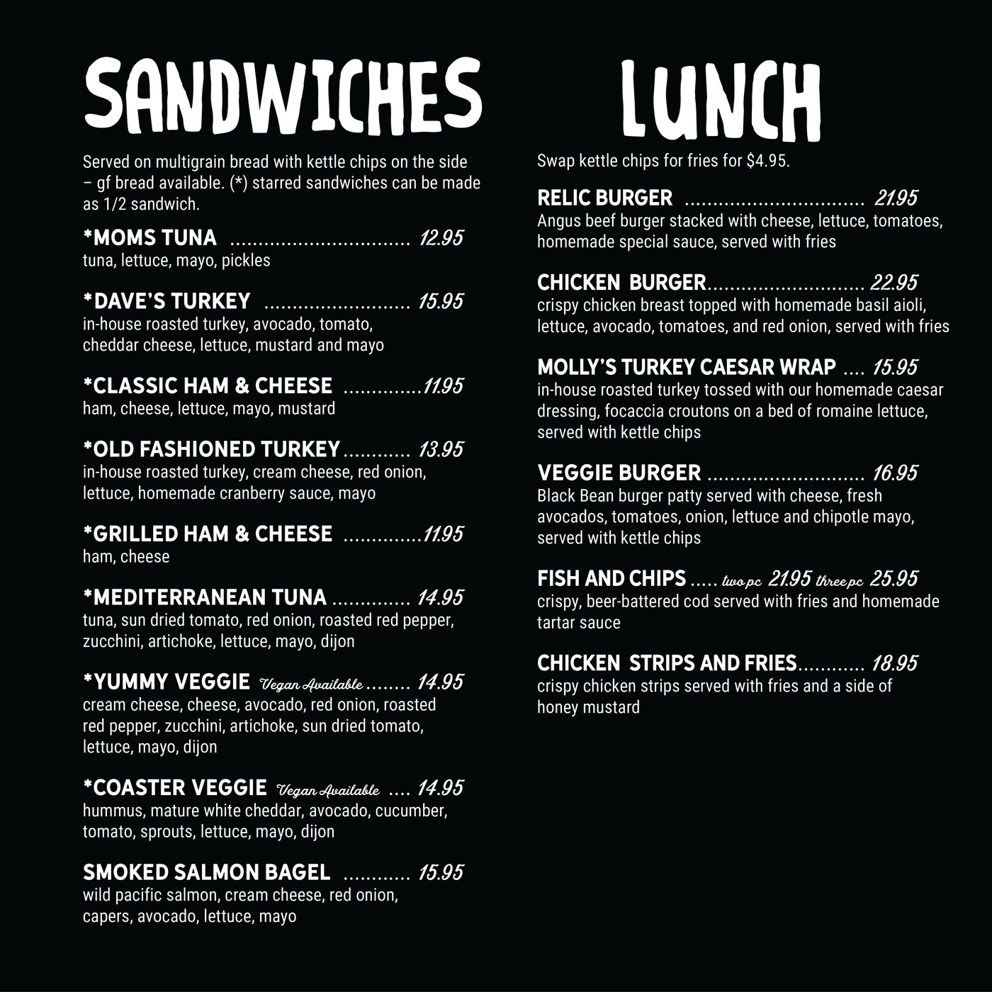 Molly's Reach by Black Bean Menu